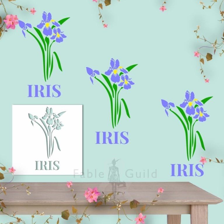 Beautiful Botanic Iris Flower Stencil SVG 1 - Fable & Guild