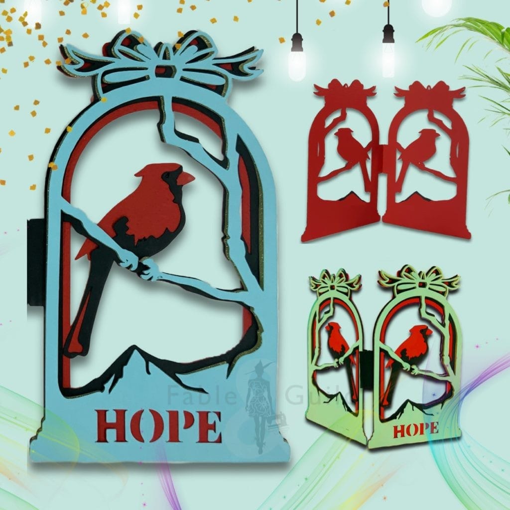 Stunning Cardinal Hope 3D Cricut SVG card - Fable & Guild