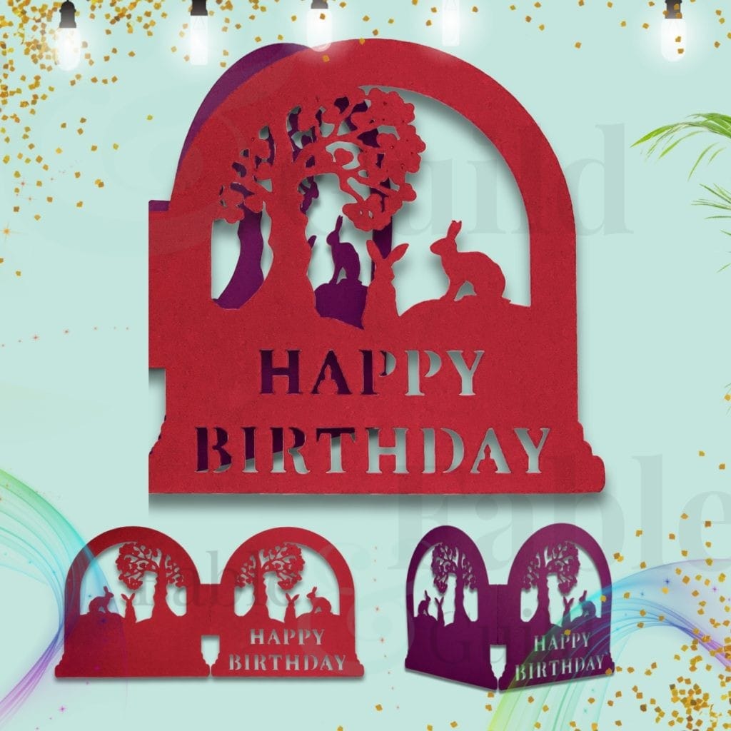 Happy Birthday Hare Birthday Card Cut FIle - Fable & Guild