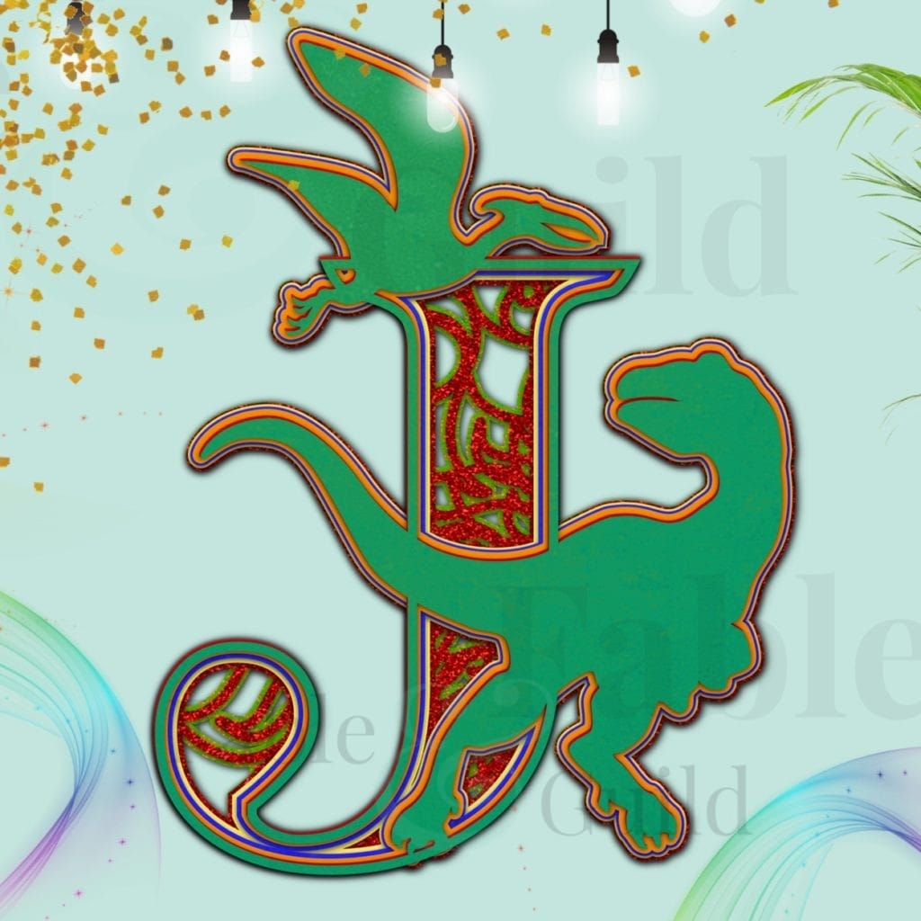 Awesome 3D Cut File Dinosaur Letter J - Fable & Guild