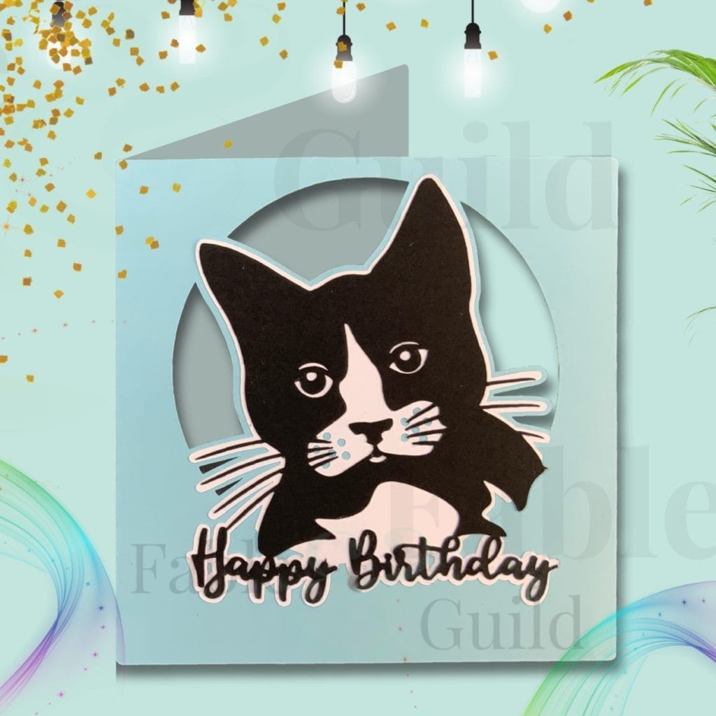 Gorgeous Cat Birthday Card Cut File 3 - Fable & Guild