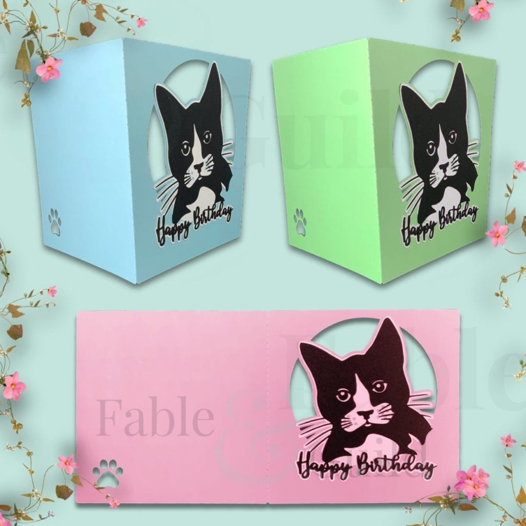 Gorgeous Cat Birthday Card Cut File 3 - Fable & Guild