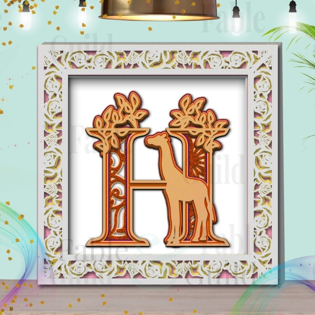 Fun 3D Giraffe Letter SVG Cut File H - Fable & Guild