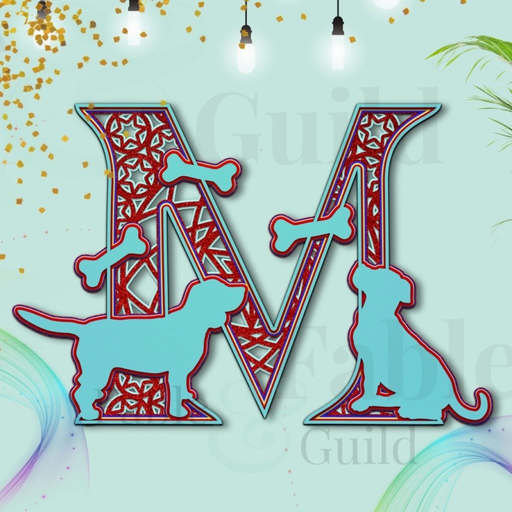 Awesome 3D Dog Letter SVG Cut File M - Fable & Guild