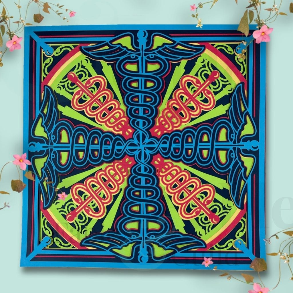 Stunning 3D SVG Caduceus Mandala Cut File - Fable & Guild