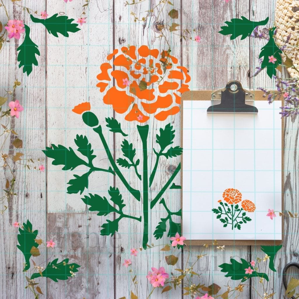 Best Marigold Decal SVG Stencil Cut File 15 - Fable & Guild
