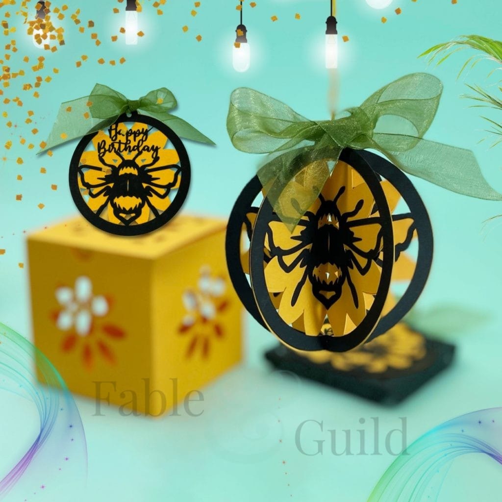 Bumble Bee Gift Box a 3D Bee SVG Cut File Set Fable & Guild