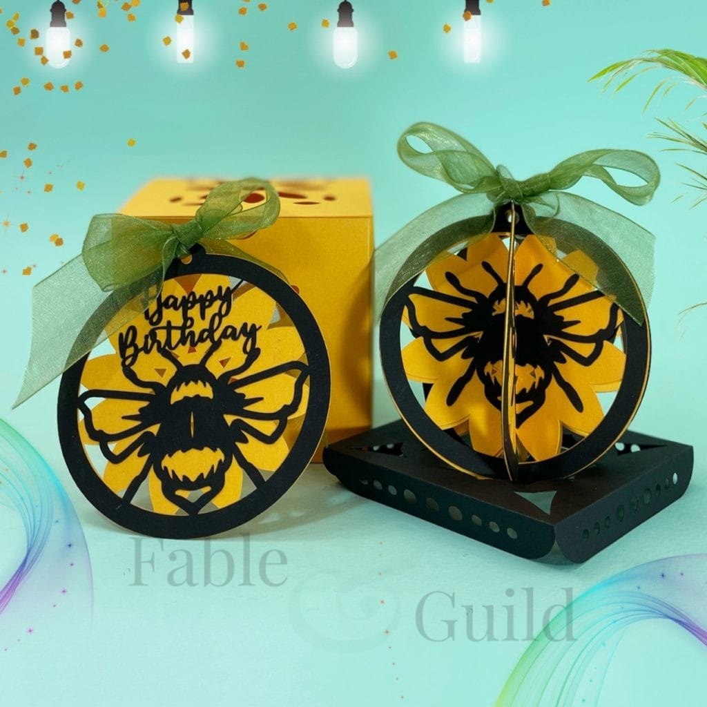 Bumble Bee Gift Box a 3D Bee SVG Cut File Set Fable & Guild