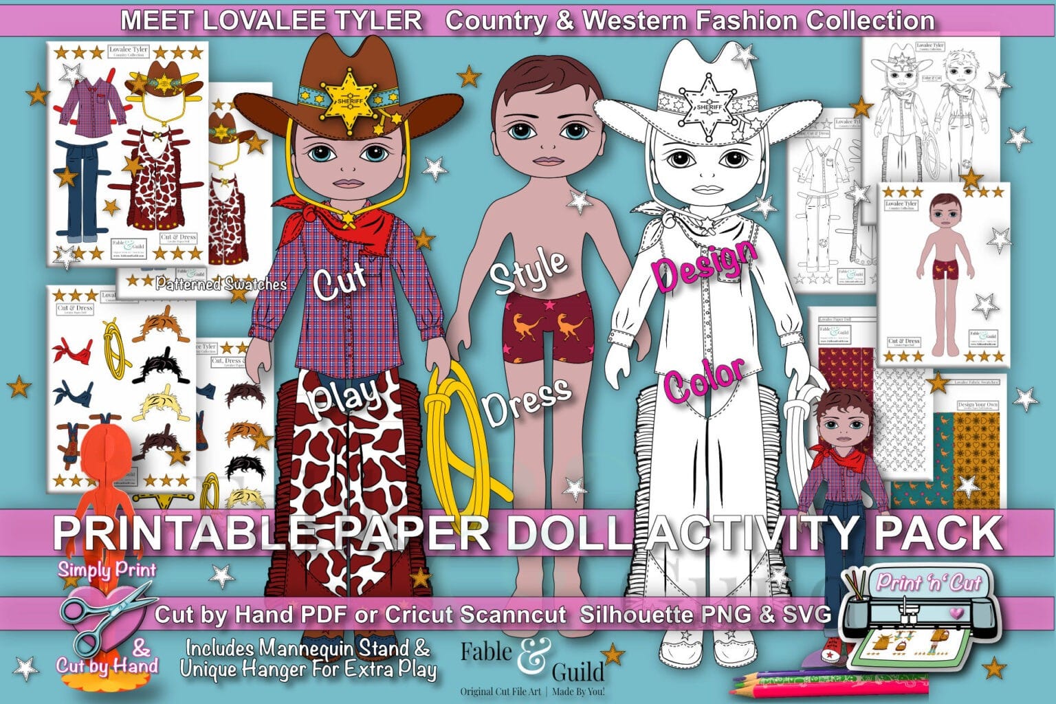 Cowboy Horse & Boy Paper Doll Printable PDF - Fable & Guild